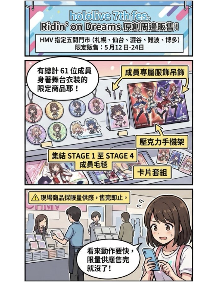 hololive演唱會限定周邊5/12開賣！HMV五店快閃與線上預購同步啟動 | 蕃新聞
